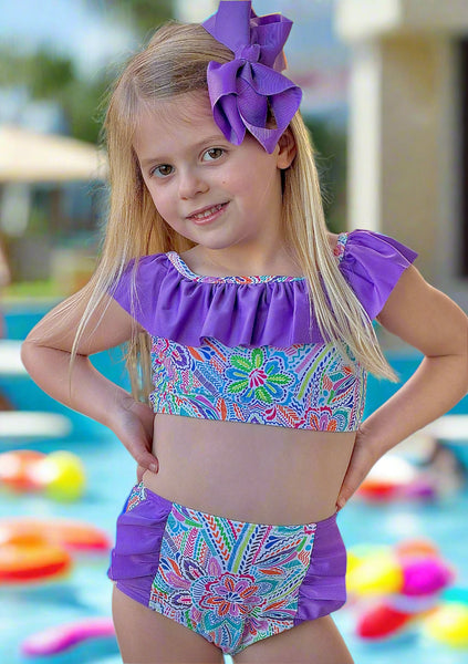 Grape Vacay Florals Ruffle Tankini Swimsuit – Ruffle Girl